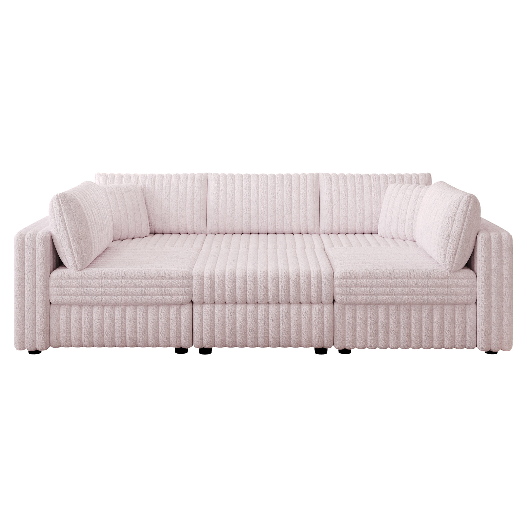 Everly Quinn 106.3" Soft U-shaped 6-Person Sofa. Matches 30.7" Ottoman with Hydraulic Lift ...